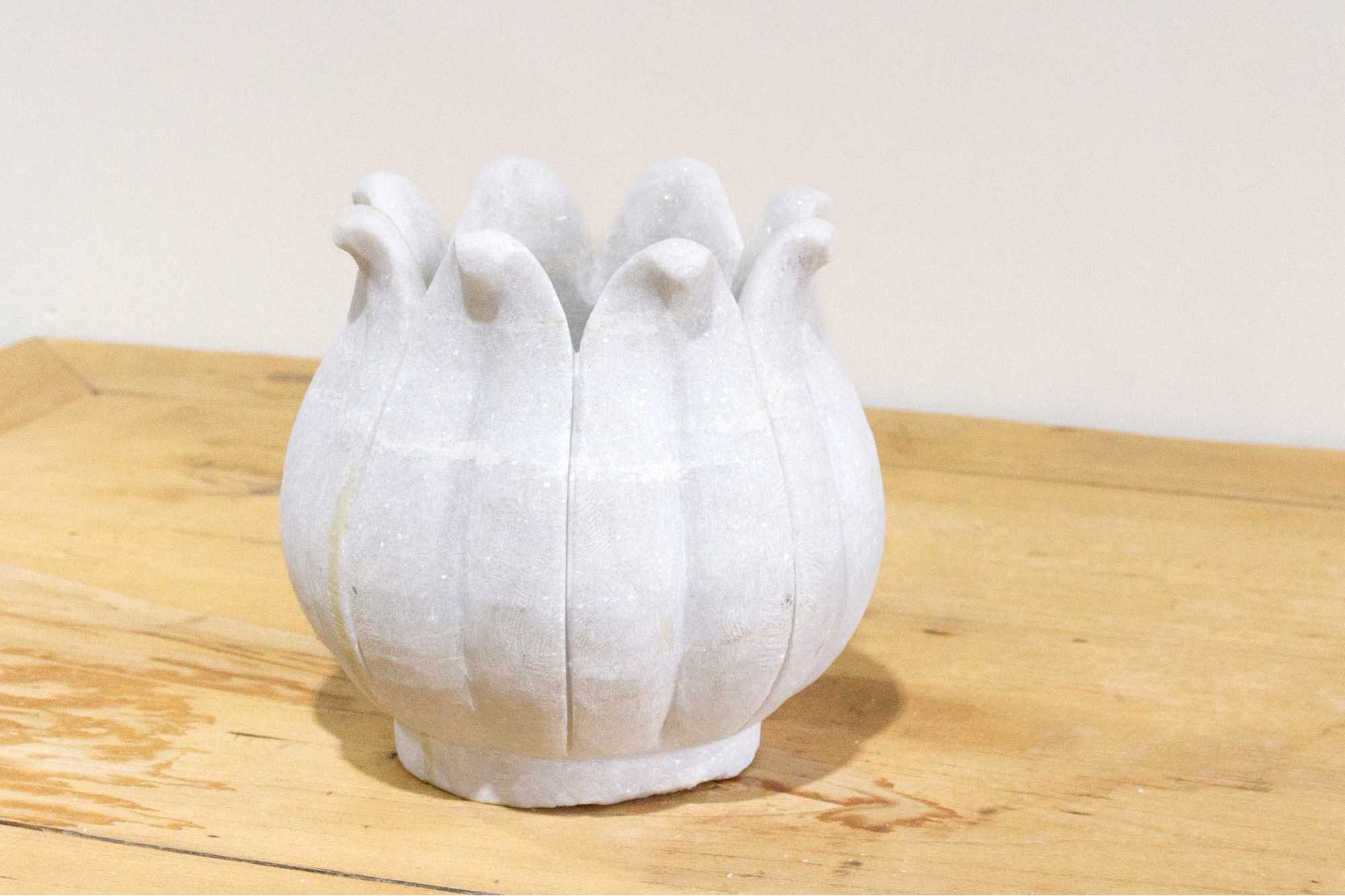 Carved White Marble Lotus Vase-Guru - Asian - Vases - by De-cor | Houzz