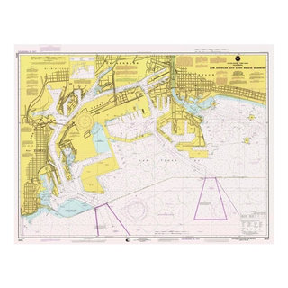 "Nautical Chart, Los Angeles and Long Beach Harbors ca. 1998" Paper Art ...