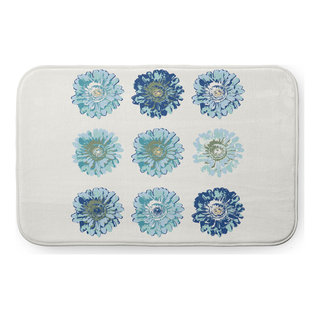 24" x 17" Gypsy Floral Bathmat, Dark Cobalt Blue, 24" x 17 ...