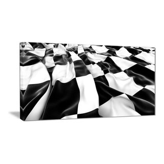 "3D Checkered Flag" Abstract Digital Art Canvas Print, 32"x16 ...