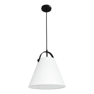 1 Light Emperor Pendant Matte Black with White Shade - Transitional ...