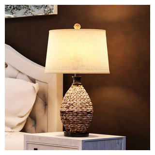 Rustic Table Lamp 15''W x 15''D x 29''H, Natural Brown Finish ...