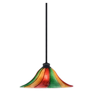Stem 1-Light Pendant with Hang Straight Swivel, Matte Black/Mardi Gras - Contemporary - Pendant ...