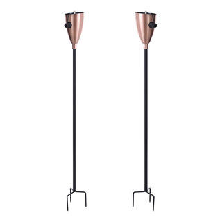 Set of Two Patio Torches Outdoor Copper and Black Metal Finish ...