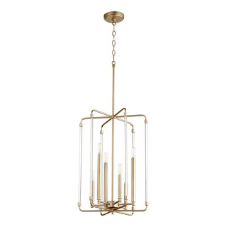 Quorum Optic 6-Light 16" Foyer Light in Aged Brass, 16.000 ...