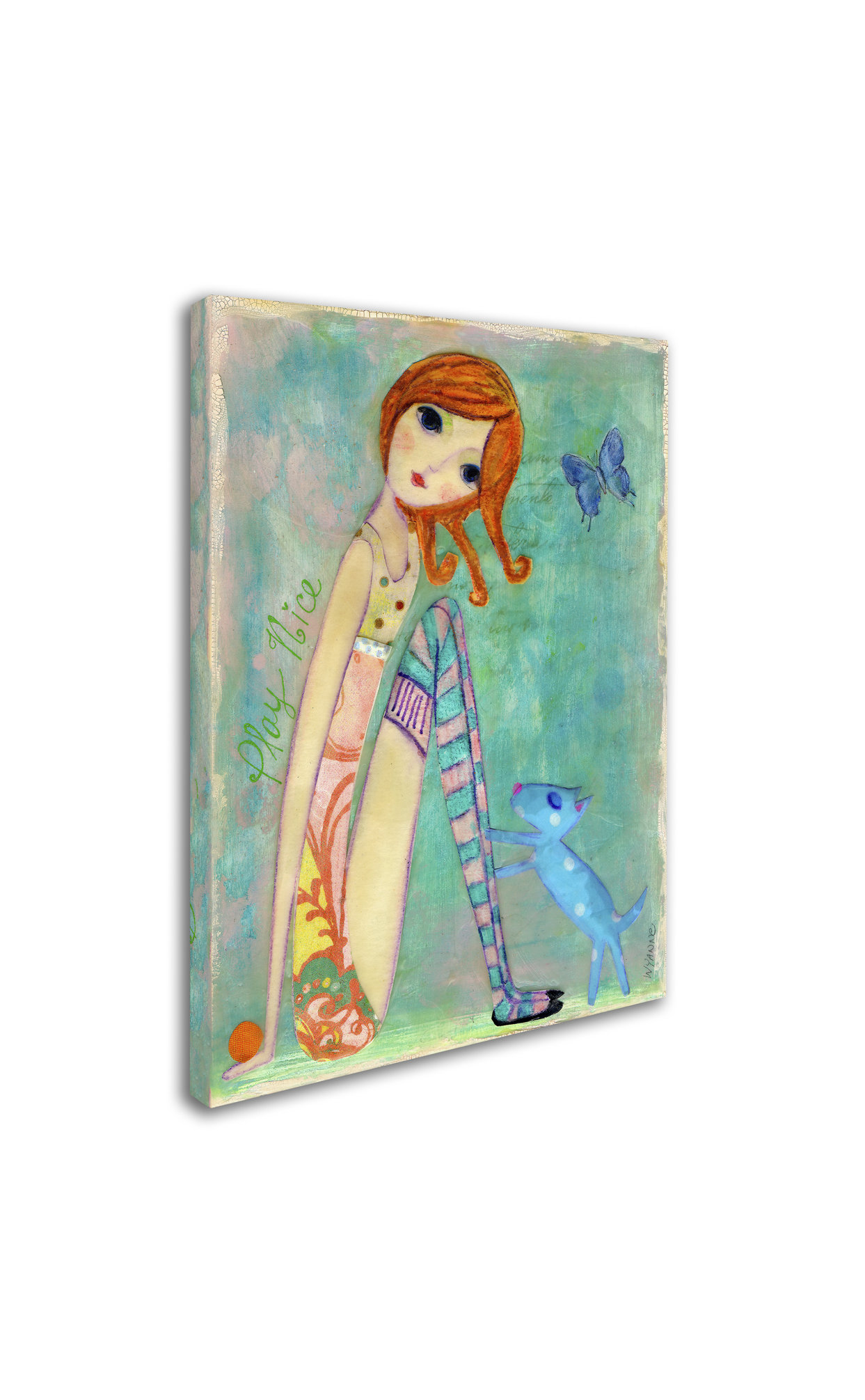 Wyanne 'Big Eyed Girl Play Nice' Canvas Art, 24"x18" - Contemporary ...