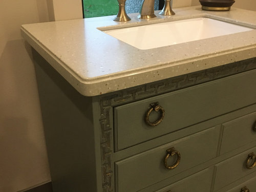 Corian counter "Soft Ogee" edge profile and chips