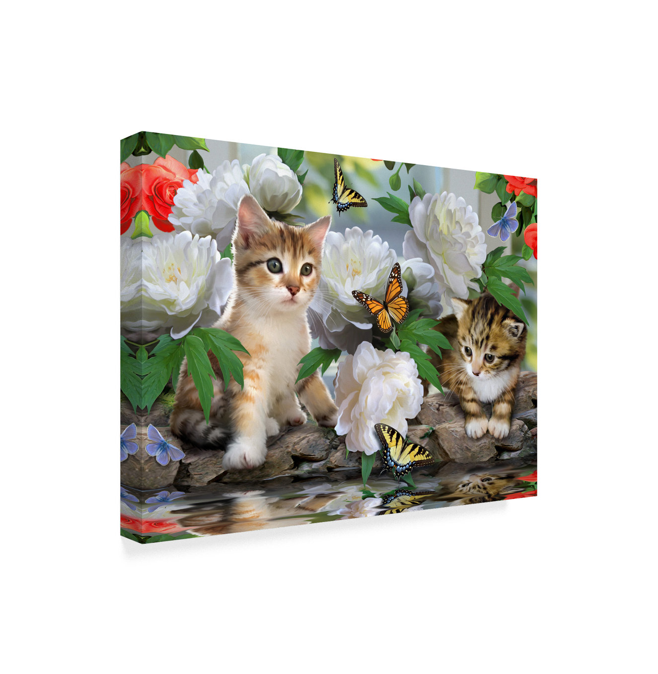 "Kittens And Flowers" by Howard Robinson, Canvas Art, 47"x35 ...