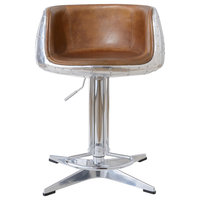 Aviator Adjustable Height Bar Stool, Leather and Metal - Contemporary ...
