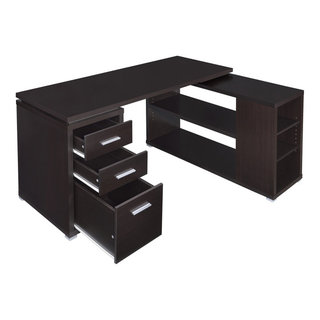 L Shape Office Desk With Drawers and Shelves White Contemporary Desks And Hutches by Simple Relax Houzz