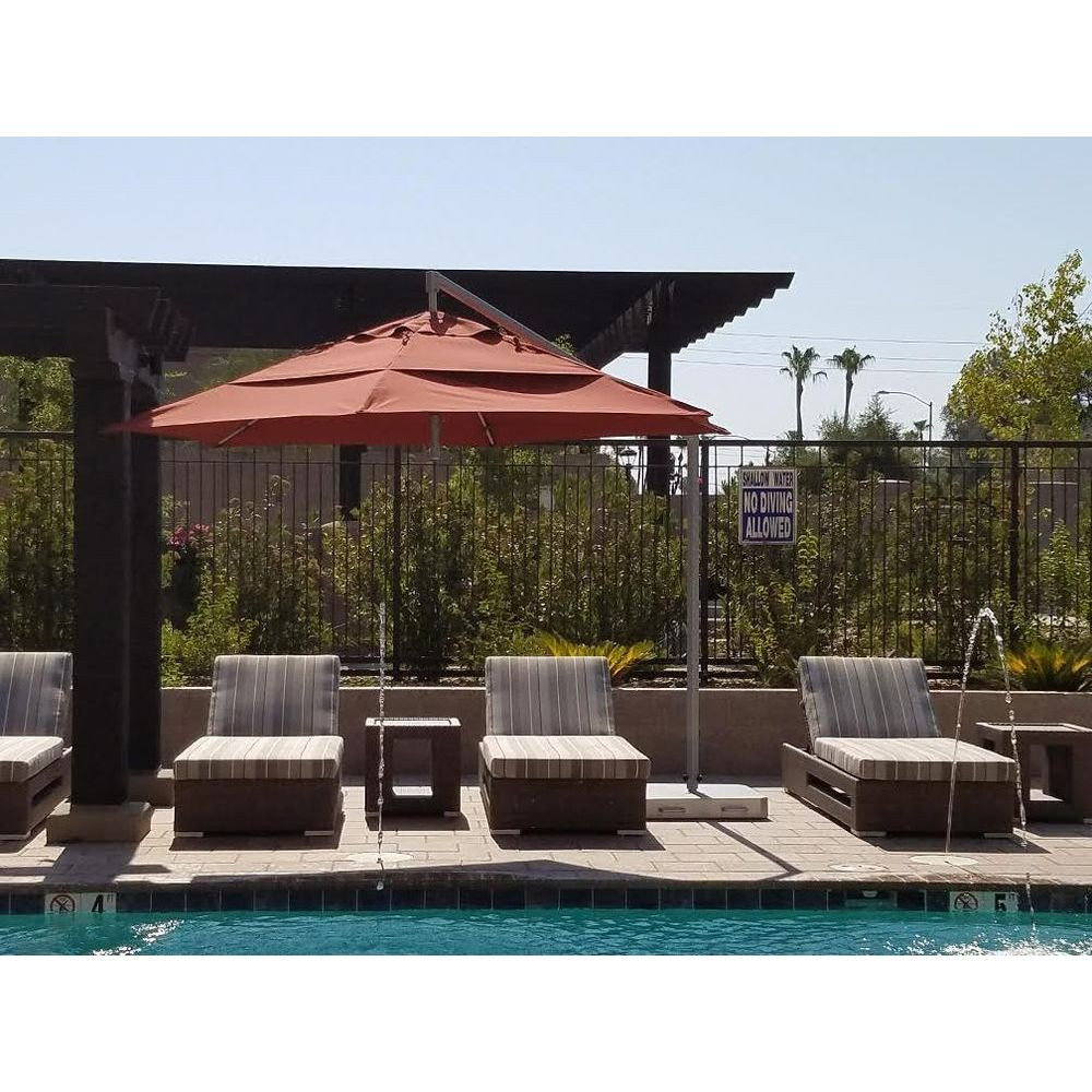 Cantilever 6 Rib 9' Hexagon Market Umbrella, Cadet Gray - Contemporary ...