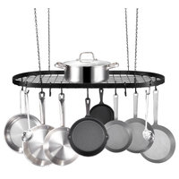 VEVOR Hanging Pot Rack Ceiling Mount 32" Ceiling Pot Rack With 12 S ...