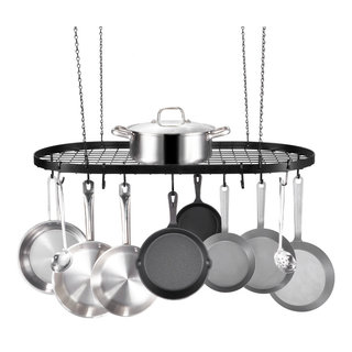 VEVOR Hanging Pot Rack Ceiling Mount 32" Ceiling Pot Rack With 12 S ...