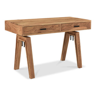 Solid Acacia wood Desk with drawers - Industrial - Desks And Hutches ...