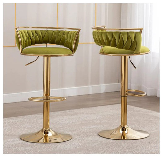 Green Woven Bar Stools Set of 2 - Modern - Bar Stools And Counter ...