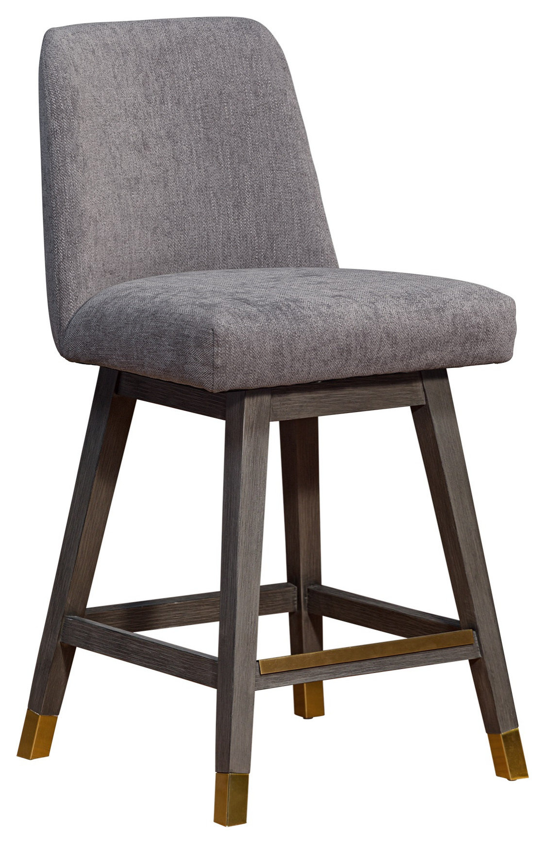 Amalie Swivel Counter Stool, Gray Oak Wood Finish With Mocha Fabric ...