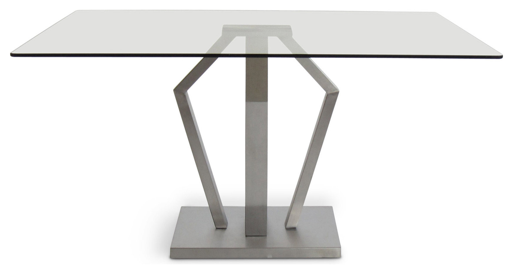 Aiden Brushes Stainless Steel and Glass 51" Square Modern Dining Table ...