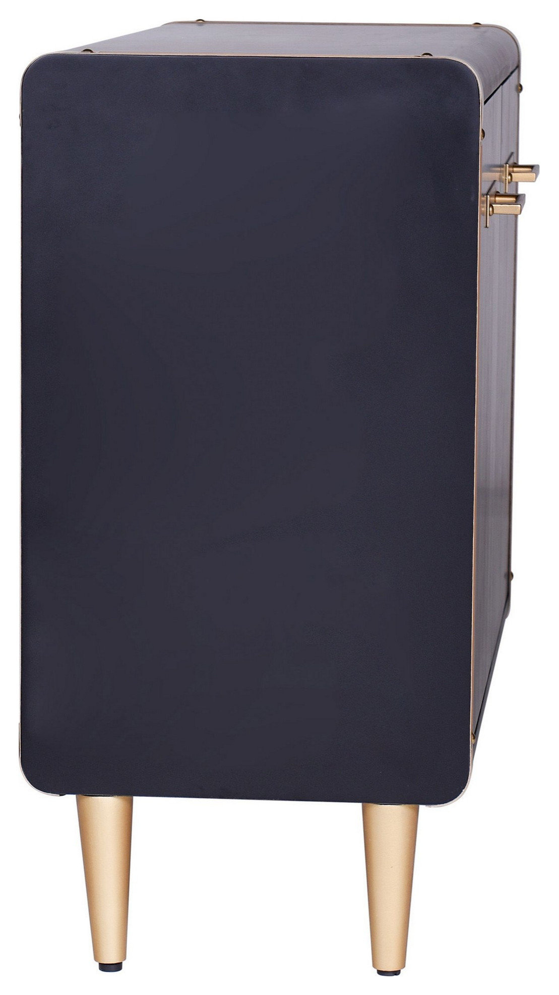 Hector Two Door Trunk Cabinet, Metal, Faux Leather Straps, Matte Black ...