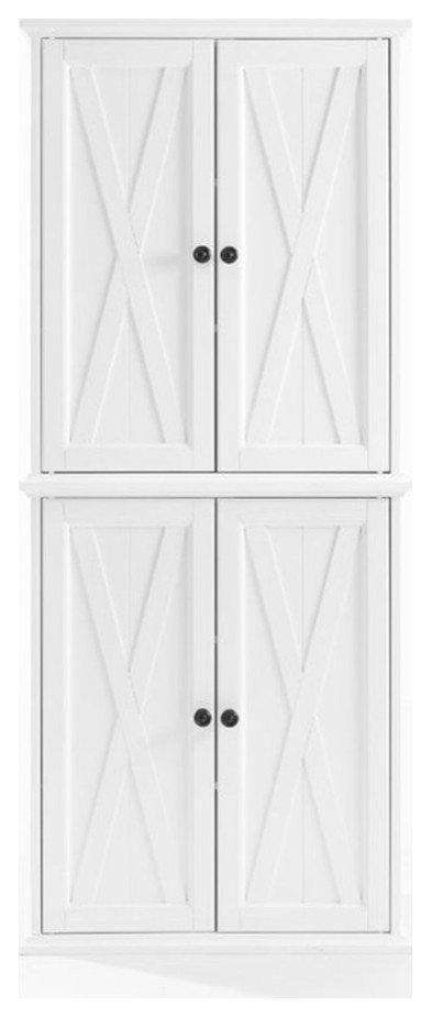 Pemberly Row 4-Door Modern Wood Pantry in Distressed White/Black ...