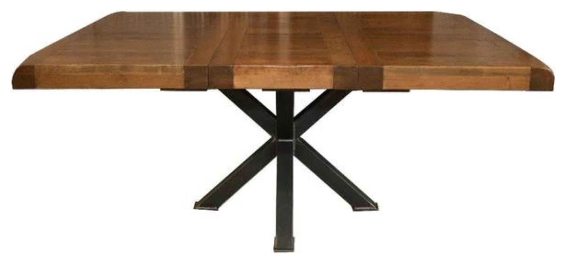 Bennet Square Extendable Dining Table, Rustic Cherry Wood, 54x54 2 Middle Leaves - Industrial ...