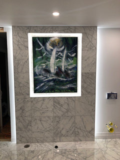 Placing a backlit onyx slab in shower wall