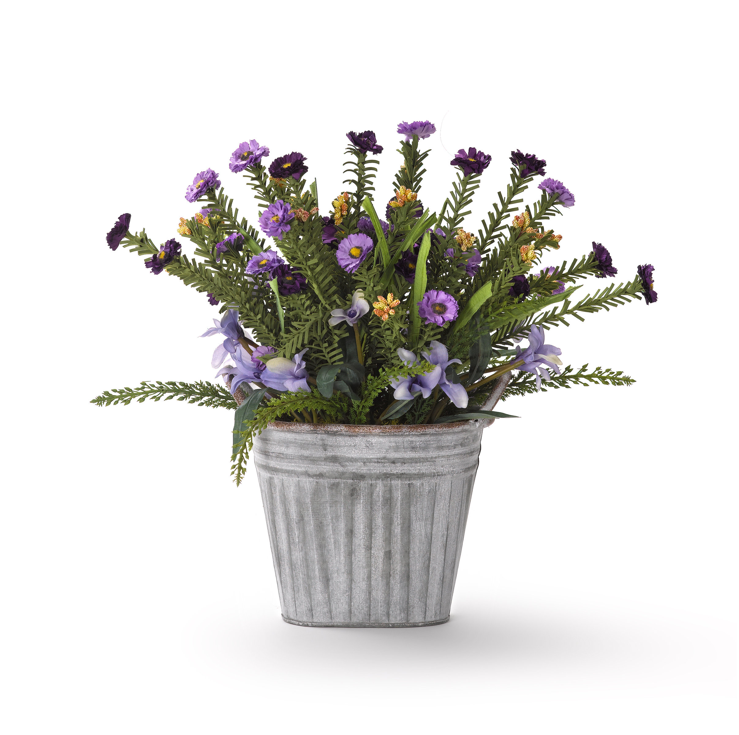 Purple and Lavender Wild Flowers in Planter - Farmhouse - Artificial ...