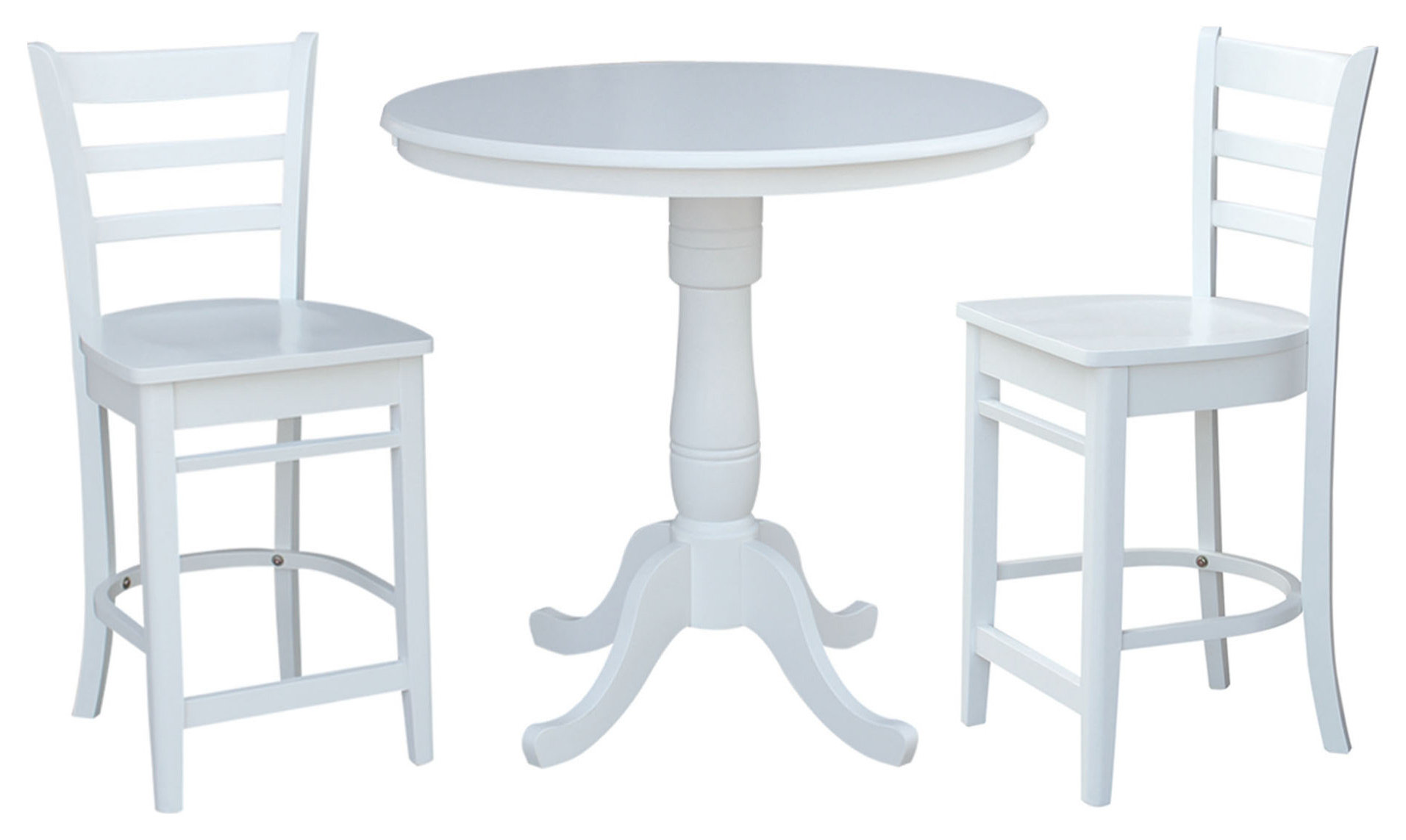 36" Round Pedestal Gathering Height Table With 2 Counter Height Stools ...