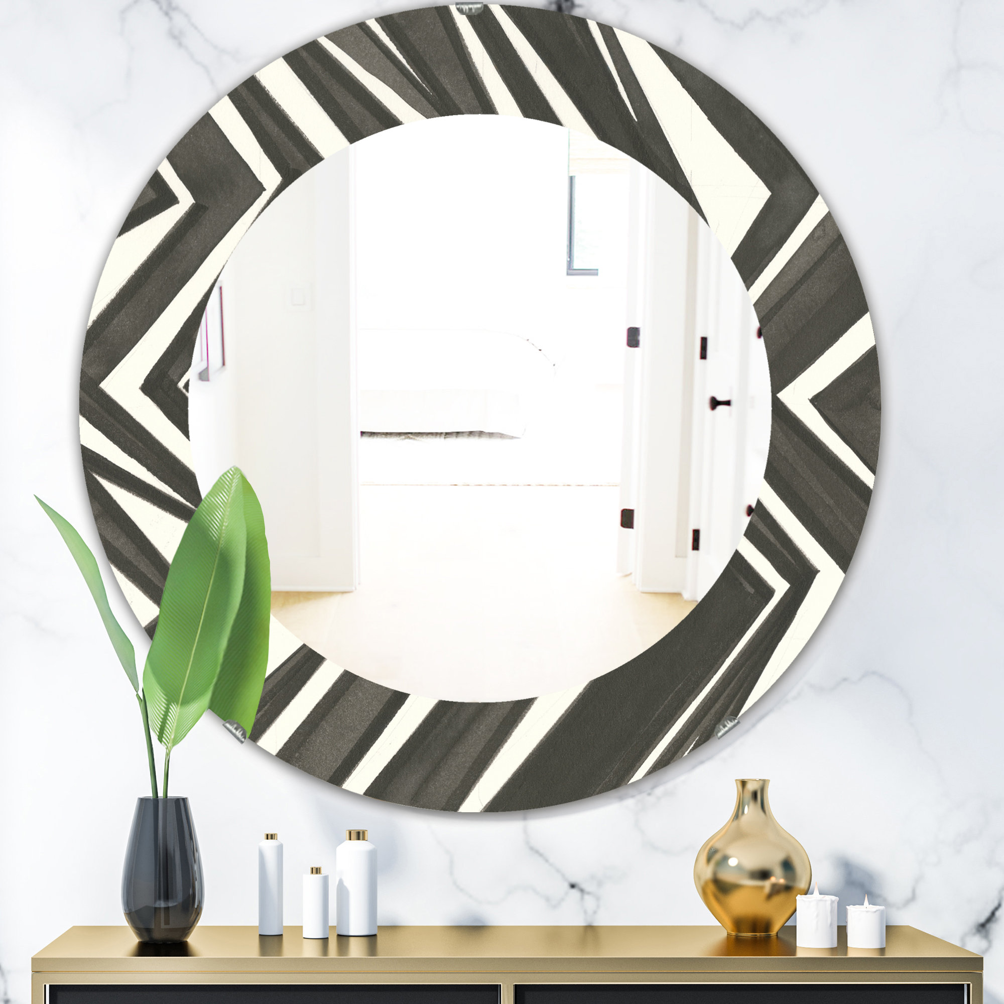 Designart Minimalist Graphics Vi Midcentury Frameless Oval Or Round ...