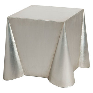 Tin Covered Side Table, Antique Silver Leaf - Contemporary - Side ...