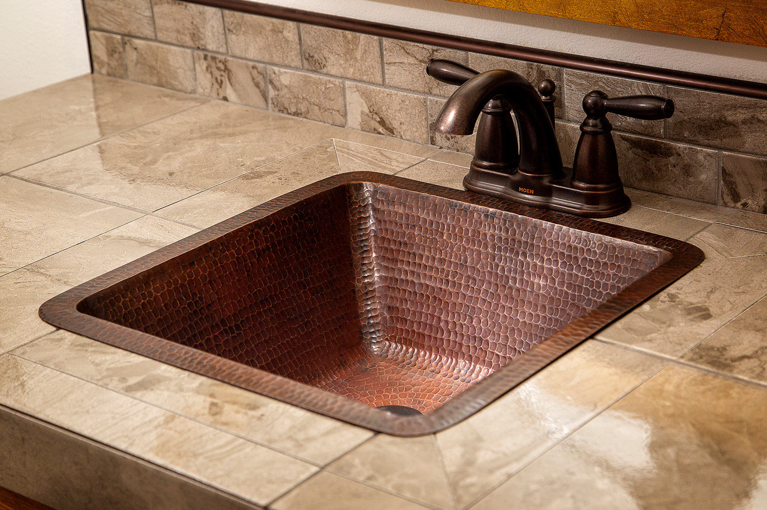 17" Large Square Hammered Copper Bar/Prep Sink - Traditional - Bar Sinks - by Premier Copper ...