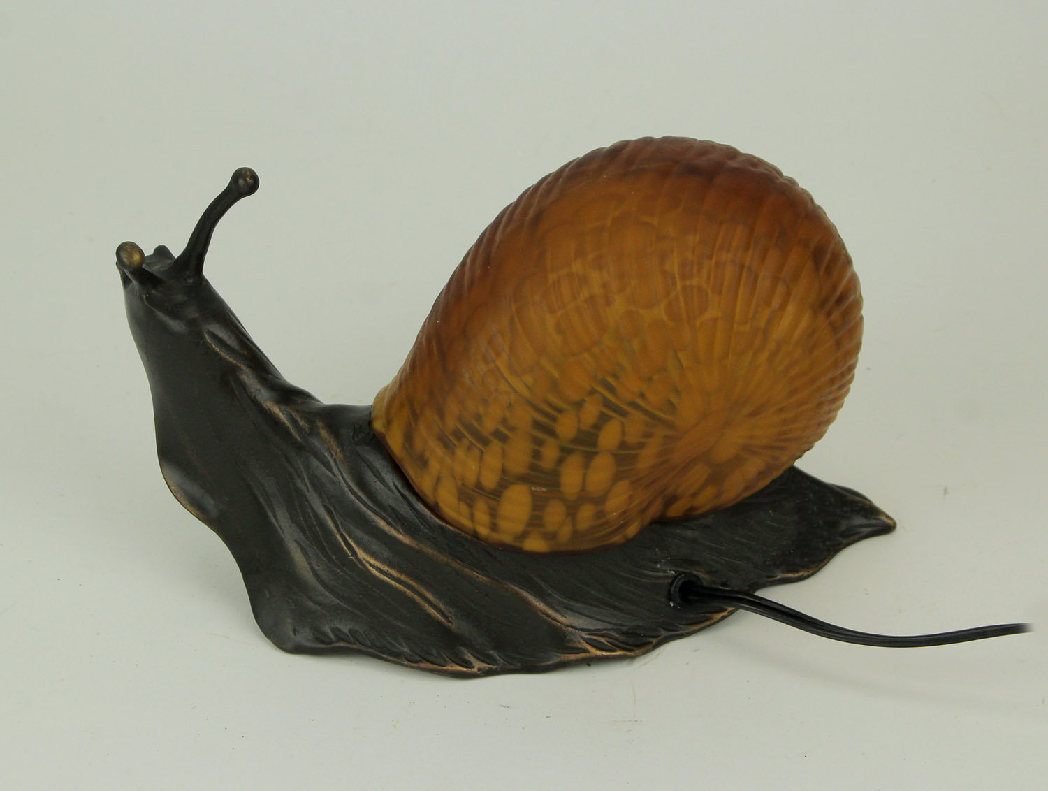 Amber Glass Art Shell Metal Snail Figurine Accent Lamp, Small ...