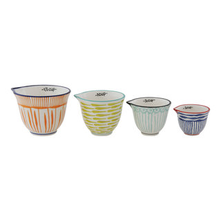 Hand Stamped Striped Stoneware Measuring Cups (Set of 4 Sizes/Designs ...