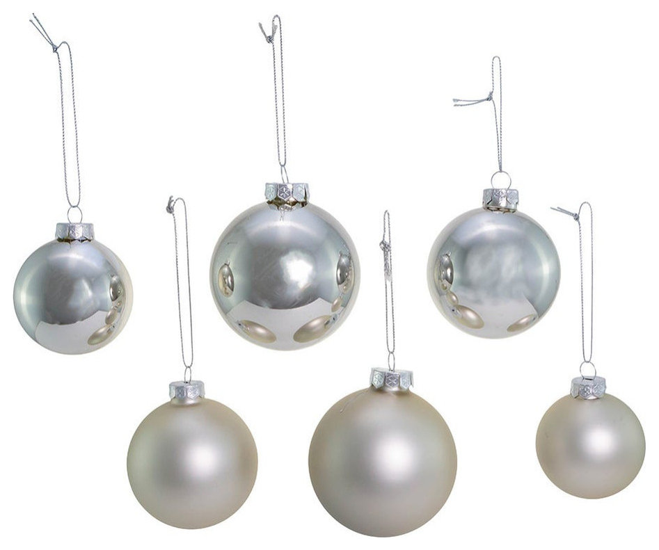 60-80MM Shiny and Matte Pearl Gray Glass Ball Ornaments, 20-Piece Set ...