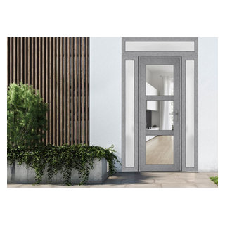 Exterior Prehung Door Clear Glass See-through Manux 8555 Grey Ash Clear ...