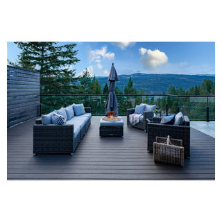 Lake view severely sloped shallow lot - Contemporary - Deck - Other ...