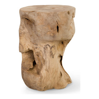 Bleached Teak Stool, Round - Rustic - Accent And Garden Stools - by ...