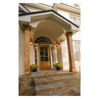 Timber portico with gable room and arched interior ceiling ...