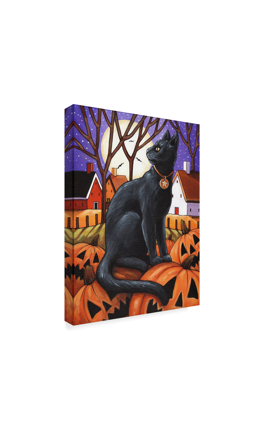 Cathy Horvath-Buchanan 'Moon Cat And Pumpkins' Canvas Art, 18"x24 ...