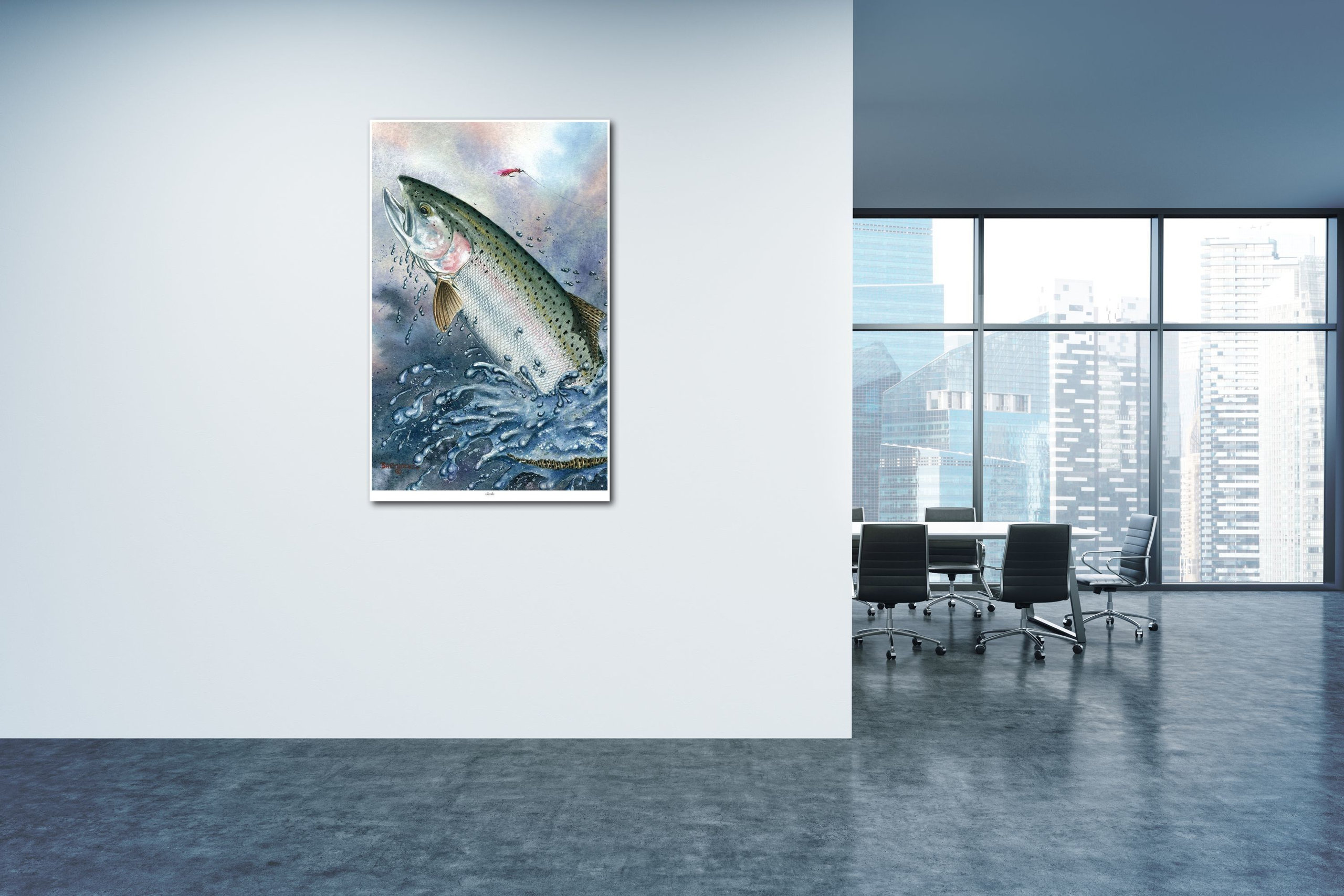 by Artist Dave Bartholet Steelie Steelhead Art Print, 30"x45" - Rustic ...