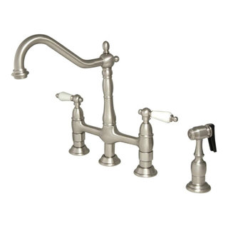 Classic Kitchen Brass Faucet, 2-Lever Design & Side Sprayer ...