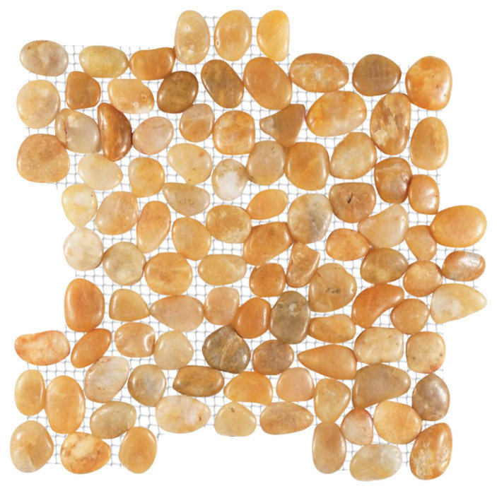 Sunlight Yellow Interlocking Polished Pebbles, 12"x12", Set of 10 ...