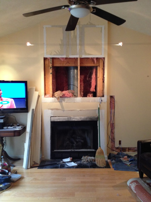 off center fireplace wall