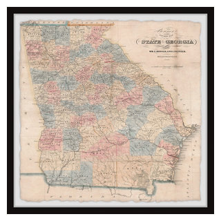 "State of Georgia Vintage Map" Framed Painting Print, 32x32 ...