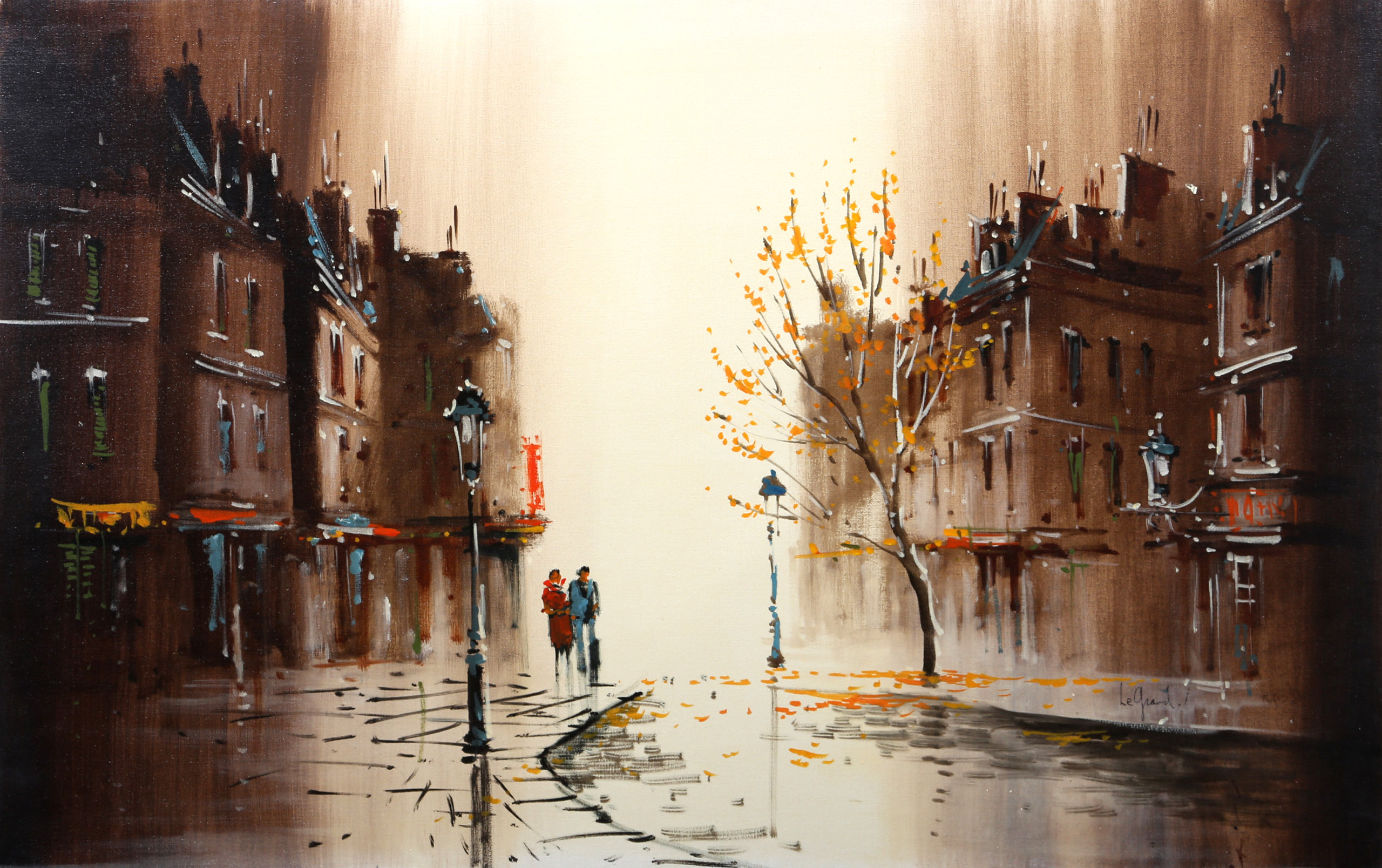 Couple on Street, Albert LeGrand, 24x36 - Contemporary - Paintings - by ...