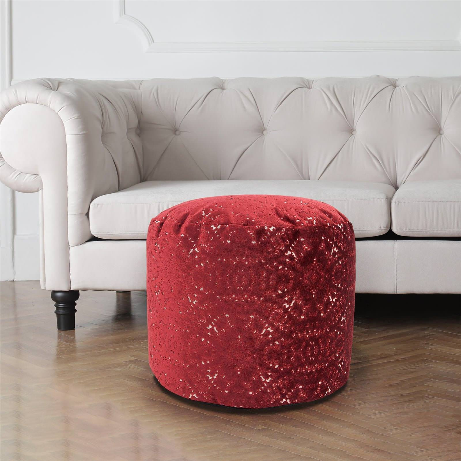 Hand-Finished Round Pouf, Ruby Red, Tall - Contemporary - Floor Pillows ...