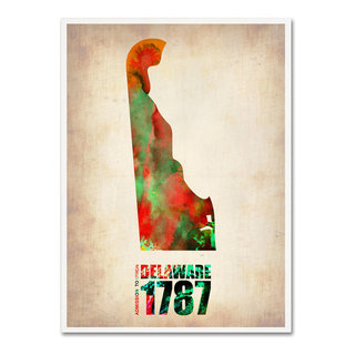 'Delaware Watercolor Map' Canvas Art by Naxart, 18" x 24 ...