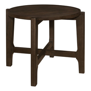 Cota Round Solid Wood End Table Dark Brown - Side Tables And End Tables - by Gunel | Houzz