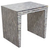 Mosaic End Table With Bone Inlay, Linear Pattern - Contemporary - Side ...