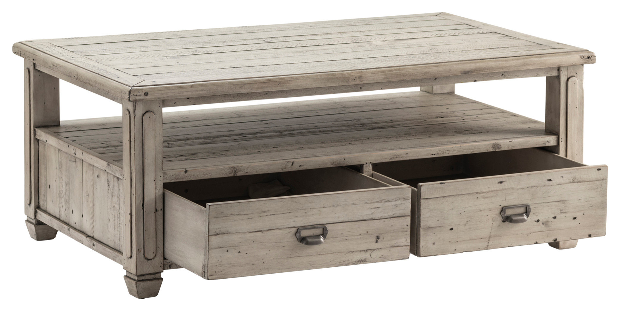 Cvfvr8037 Recycled 2 Push Through Drawer Rectangle Cocktail Table - Farmhouse - Coffee Tables ...