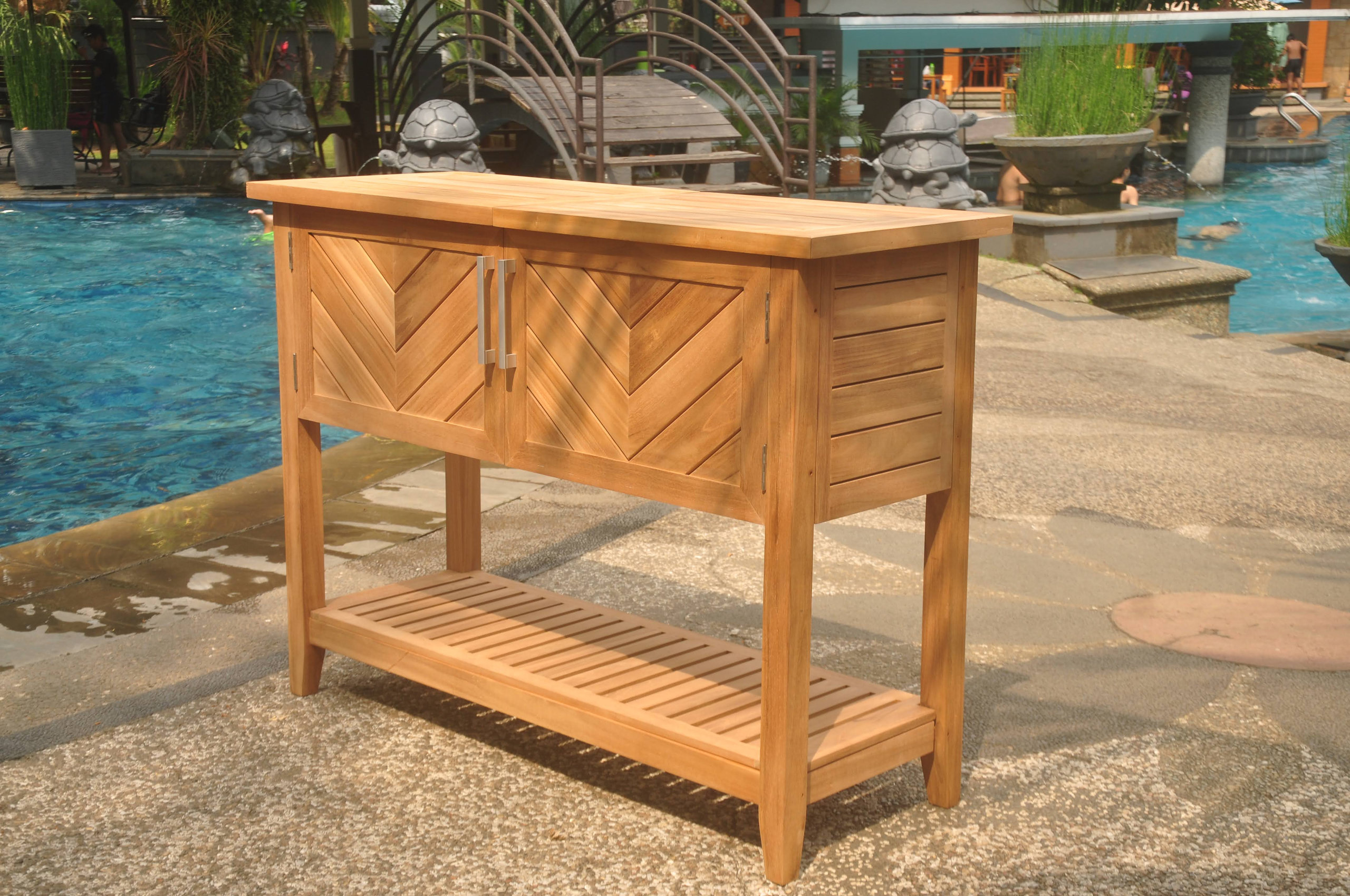 Ventura Teak Console Table - Outdoor, Bar, Patio Serving Area Ample ...